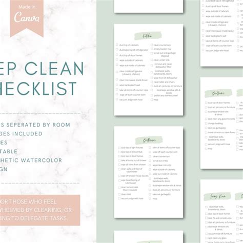 Cleaning Checklist Etsy Australia