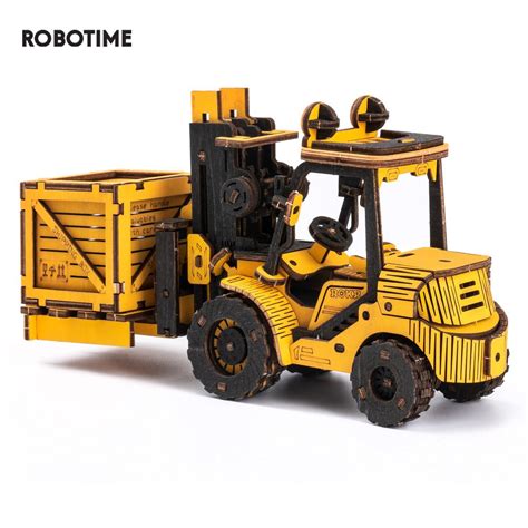 Robotime 지게차 엔지니어링 차량 빌딩 블록 세트 어린이 성인 창의적 장난감 3d 나무 퍼즐 확장 이미진 Tg413k