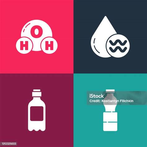 H2o 아이콘에 대 한 물 깨끗한 아쿠아와 화학 공식을 재활용 하는 팝 아트 병 설정 합니다 벡터 0명에 대한 스톡 벡터 아트 및 기타 이미지 Istock