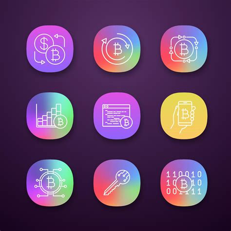 Bitcoin Cryptocurrency App Icons Set Ui Ux User Interface Bitcoin