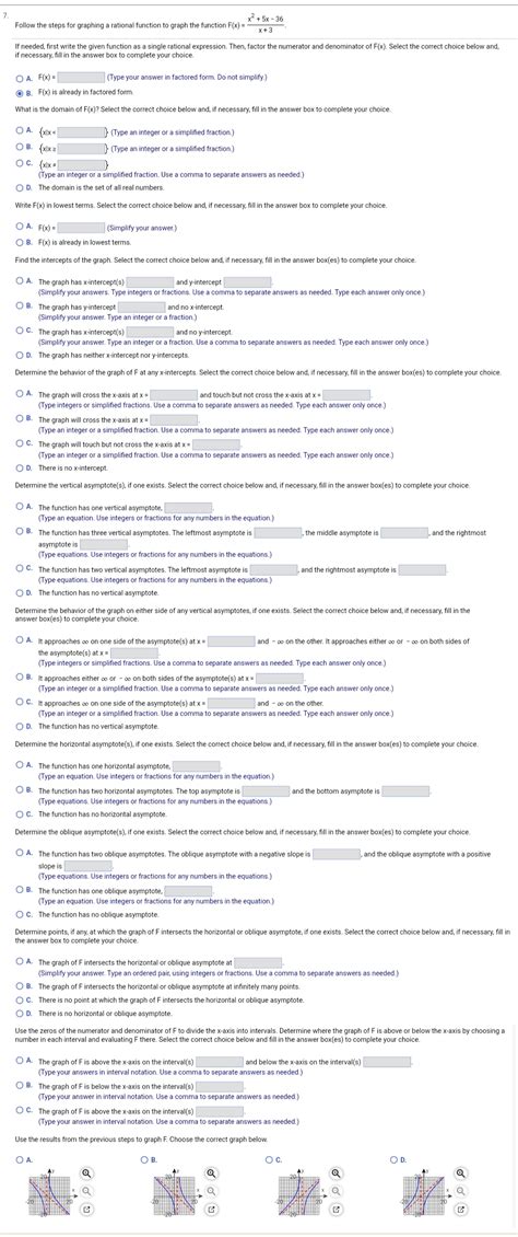 Solved 7 Follow The Steps For Graphing A Rational Function
