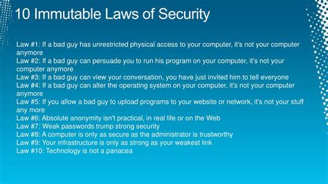 Ppt The Ten Immutable Laws Of Microsoft Sharepoint Security