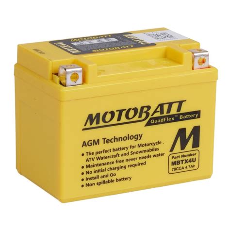 Motobatt Quadflex Agm Motocycle Battery Mbtx4u Motorcycle And Atv