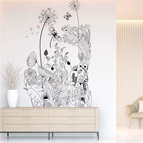Wondever Black And White Garden Flower Wall Stickers