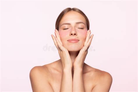 Half Legnth Portrait Of Smiling Beautiful Girl With Naked Shoulders