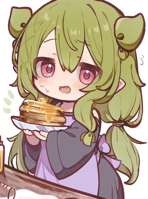 Awa Teruru Original Absurdres Commentary Request Highres 1girl Apron Blush Butter Chibi