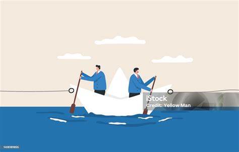 사업의 방향을 선택합니다 다른 의견 결정해야 할 두 가지 선택 반대 방향으로 노를 젓는 두 남자 개념에 대한 스톡 벡터 아트 및 기타 이미지 Istock