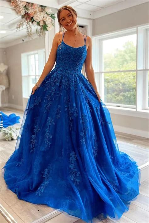 Royal Blue Lace Prom Dress