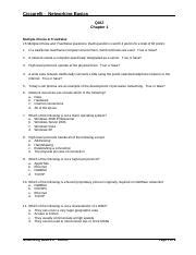 Ch TB Revised Pdf Ciccarelli Networking Basics QUIZ Chapter Multiple Choice True False
