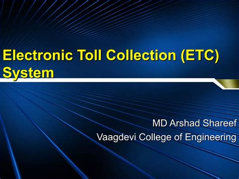 Electronic Toll Collection System Ppt Technology And Computing