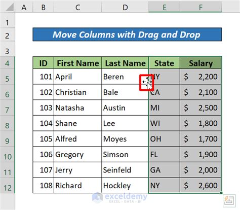 Drag And Drop To Move Columns At Caitlyn Lavater Blog