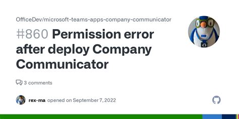 Permission Error After Deploy Company Communicator · Issue 860 · Officedev Microsoft Teams Apps