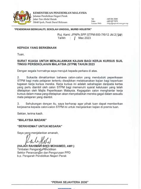 Surat Kuasa Kk Stpm 2023 Pdf