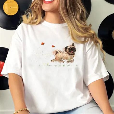 Pug T Shirt Women Japanese Elegant Pattern T Shirts Girl Designer