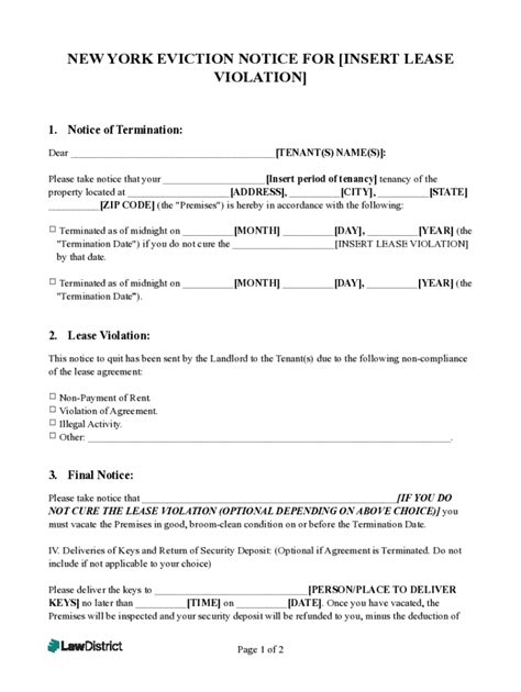 Fillable Online Eviction Notice New York Template Fax Email Print