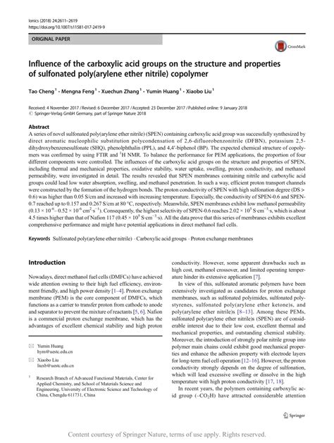Influence Of The Carboxylic Acid Groups On The Structure And Properties Of Sulfonated Poly
