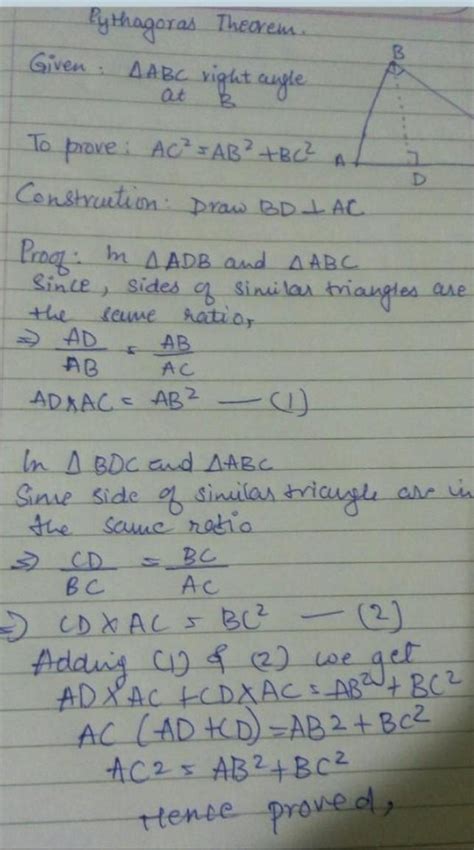 Pythagoras Theorem Proof For Class 10