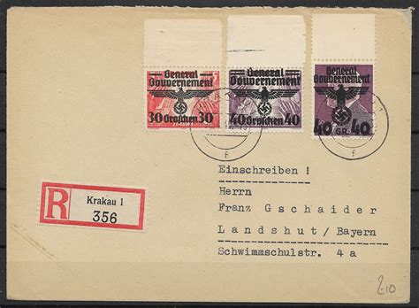 Occupation Of Poland Ex Overprint Issue Upper Margin Reg Cover Europe Germany And Colonies