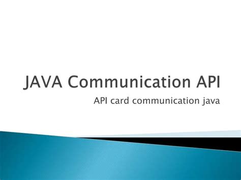 Java Communication Api Ppt