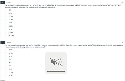 Solved You Purchased Six Call Option Contracts On ABC Stock Chegg