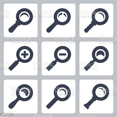 벡터 격리됨에 돋보기 유리컵 아이콘 세트 검색 확대축소 0명에 대한 스톡 벡터 아트 및 기타 이미지 0명 검색 과학 Istock