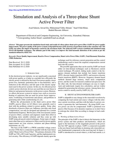 Pdf Simulation And Analysis Of A Three Phase Shunt Active Power Filter