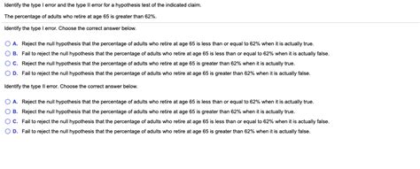 Solved Identify The Type 1 Error And The Type Il Error For A Chegg Com
