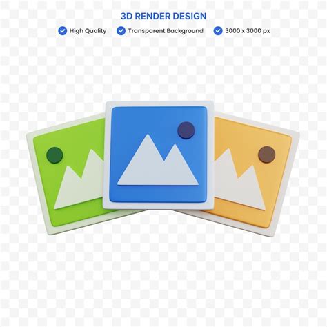 Premium Psd 3d Rendering Three Pictures Isolated