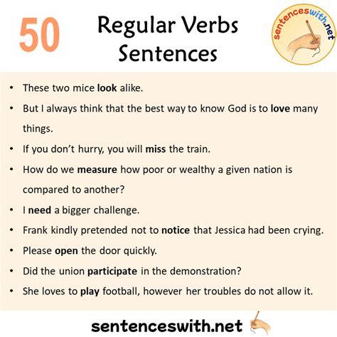 10 Sentences Using Regular Verbs Free Printable Templates