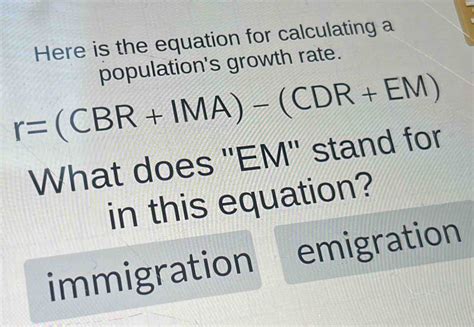 Solved Here Is The Equation For Calculating A Populations Growth Rate R Cbr Ima Cdr Em