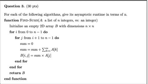 solved for each of the following algorithms give its