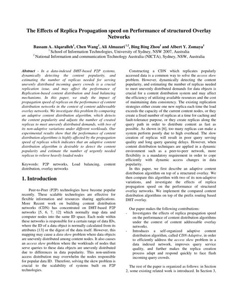 Pdf The Effects Of Replica Propagation Speed On Performance Of Structured Overlay Networks