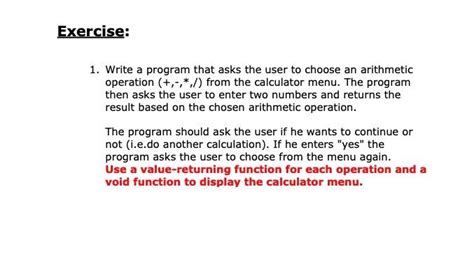 Solved 1 Write A Program That Asks The User To Choose An Chegg Com