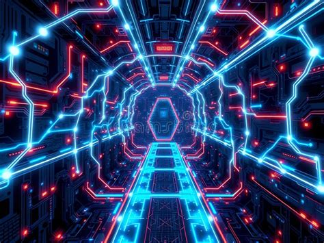 Futuristic Network Design Cyberpunk Aesthetic Meets High Tech Structure Stock Illustration