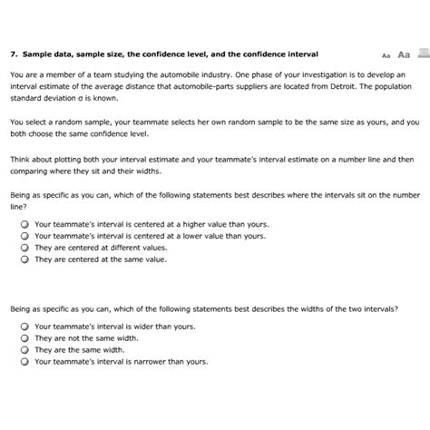 Solved Sample Data Sample Size The Confidence Level And