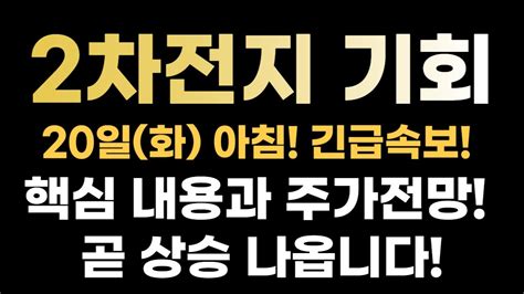 2차전지 주가전망 2월20일 아침 핵심 포인트 긴급브리핑 곧 상승 나옵니다 2차전지 2차전지관련주 2차전지소재 이차전지 이차전지테마주 Youtube