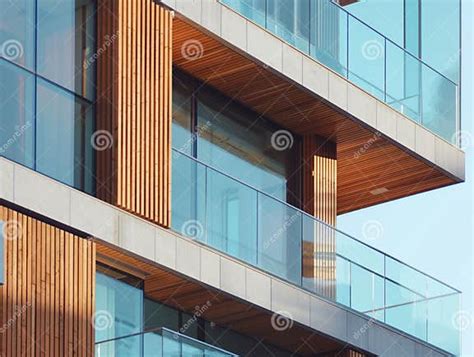 Fancy Structure With Large Clear Glass Panels That Reflecting Sky Stock Illustration