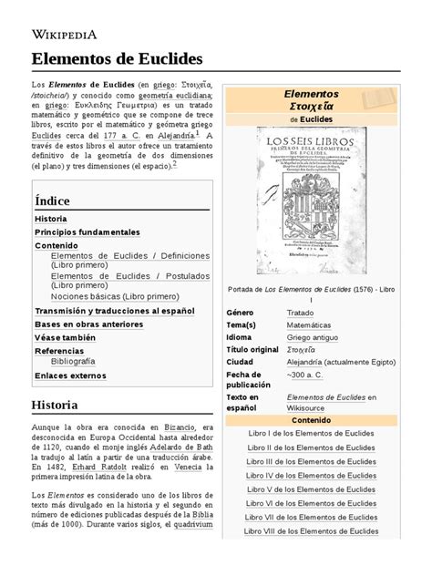 Elementos De Euclides Pdf Matemáticas Geometría