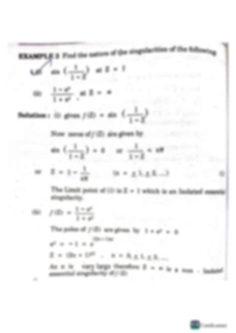 Solution Nature And Location Of Singularity Of The Function Examples