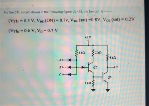 For The Dtl Circuit Shown In The Following Figure βf 25 The Far Out Is