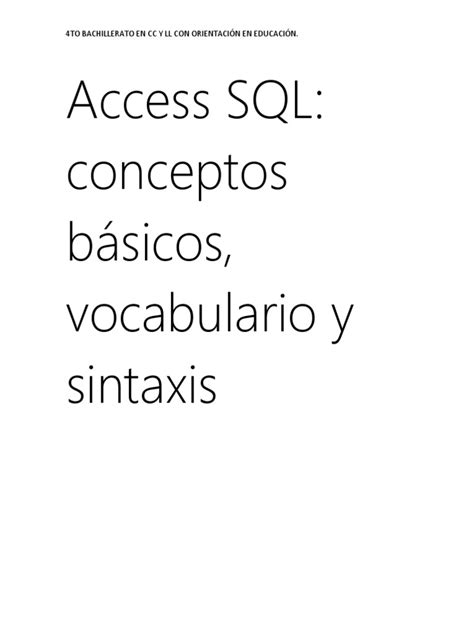 acceso sql introducción a las cláusulas y conceptos básicos pdf