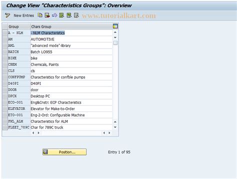 O042 SAP Tcode Customer Chars Characteristic Groups Transaction Code
