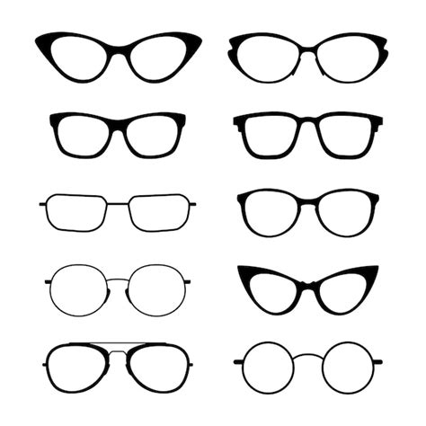 Premium Vector Vector Glasses Set Silhouettes Glasses Frames Icon