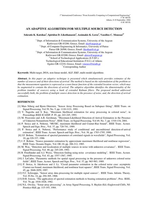Pdf An Adaptive Algorithm For Multiple Source Detection