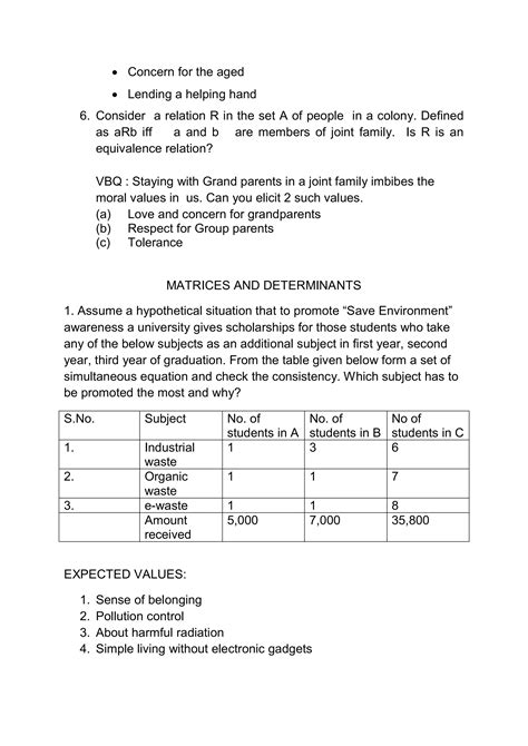 Value Based Questions Xii Maths Pdf