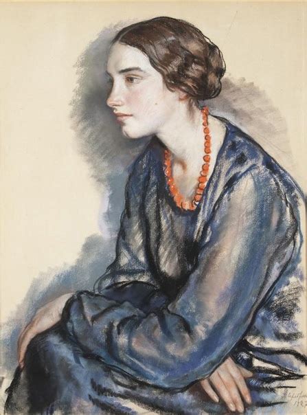 Серебрякова Зинаида Евгеньевна 1884 1967 «Портрет девушки в синем 1927 Пастель Русское