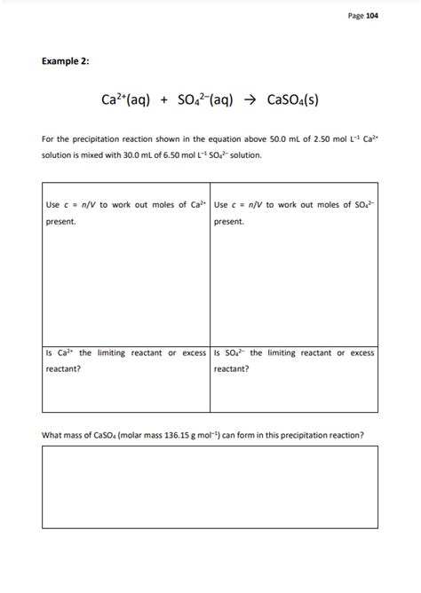 Solved Example 2 Ca2 Aq So42− Aq →caso4 S For The