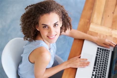 Top View Portrait And Woman With A Laptop Business And Keyboard With Typing Startup Success
