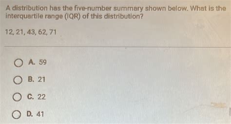 A Distribution Has The Five Number Summary Shown Below What Is The