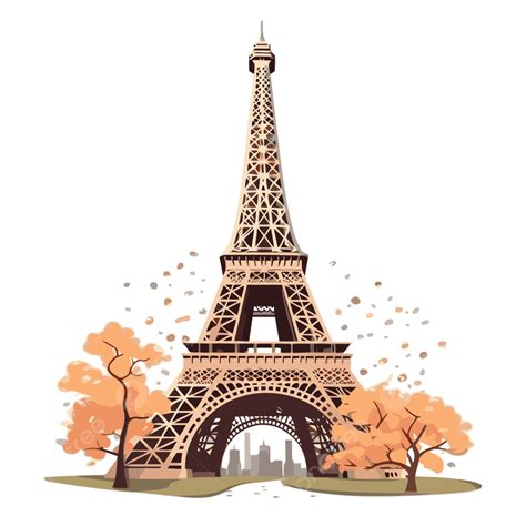 Torre Eiffel Clipart Torre Eiffel En Francia Con árboles Y Hojas De